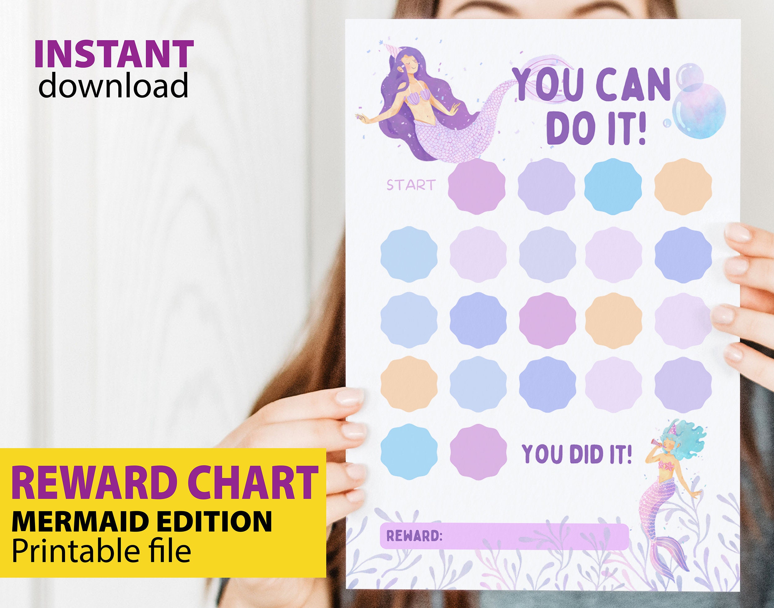 Printable Mermaid Reward Chart , Mermaid Behavior Chart, Daily Chore ...