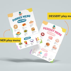 Pretend Play Restaurant Menu Printable: Kids Kitchen, Chef Roleplay ...