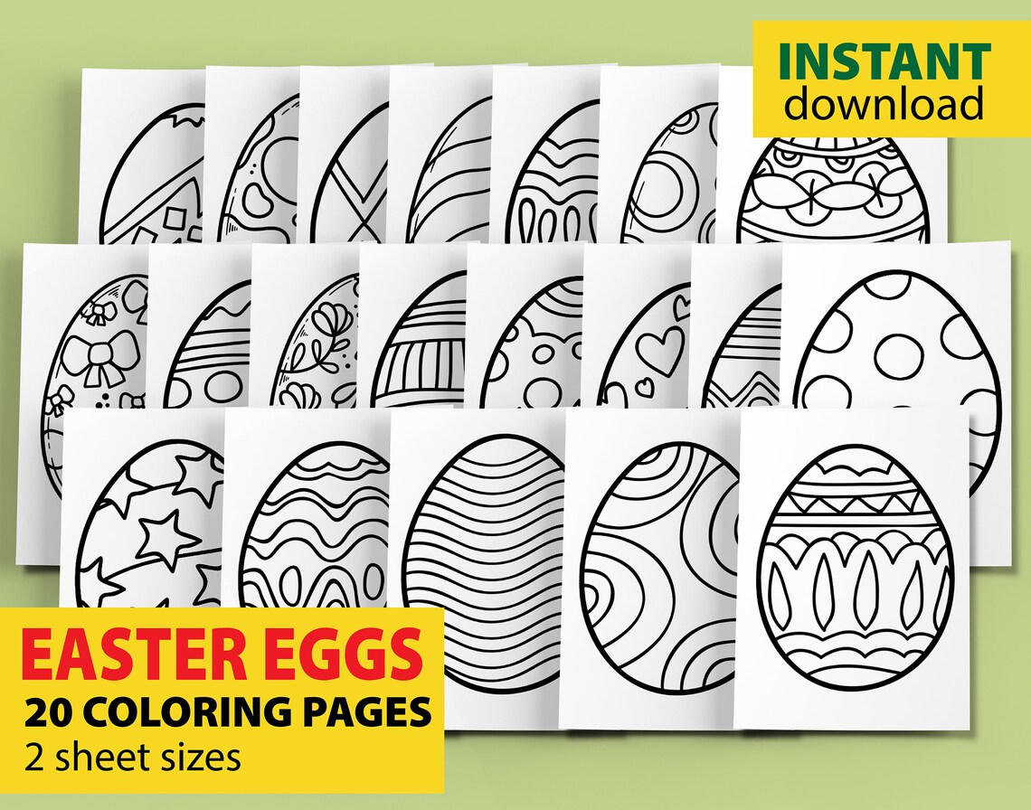 Easter Egg Coloring Page Printable 20 Coloring Sheets - Etsy