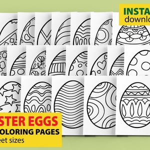 Easter Egg Coloring Page Printable 20 Coloring Sheets - Etsy