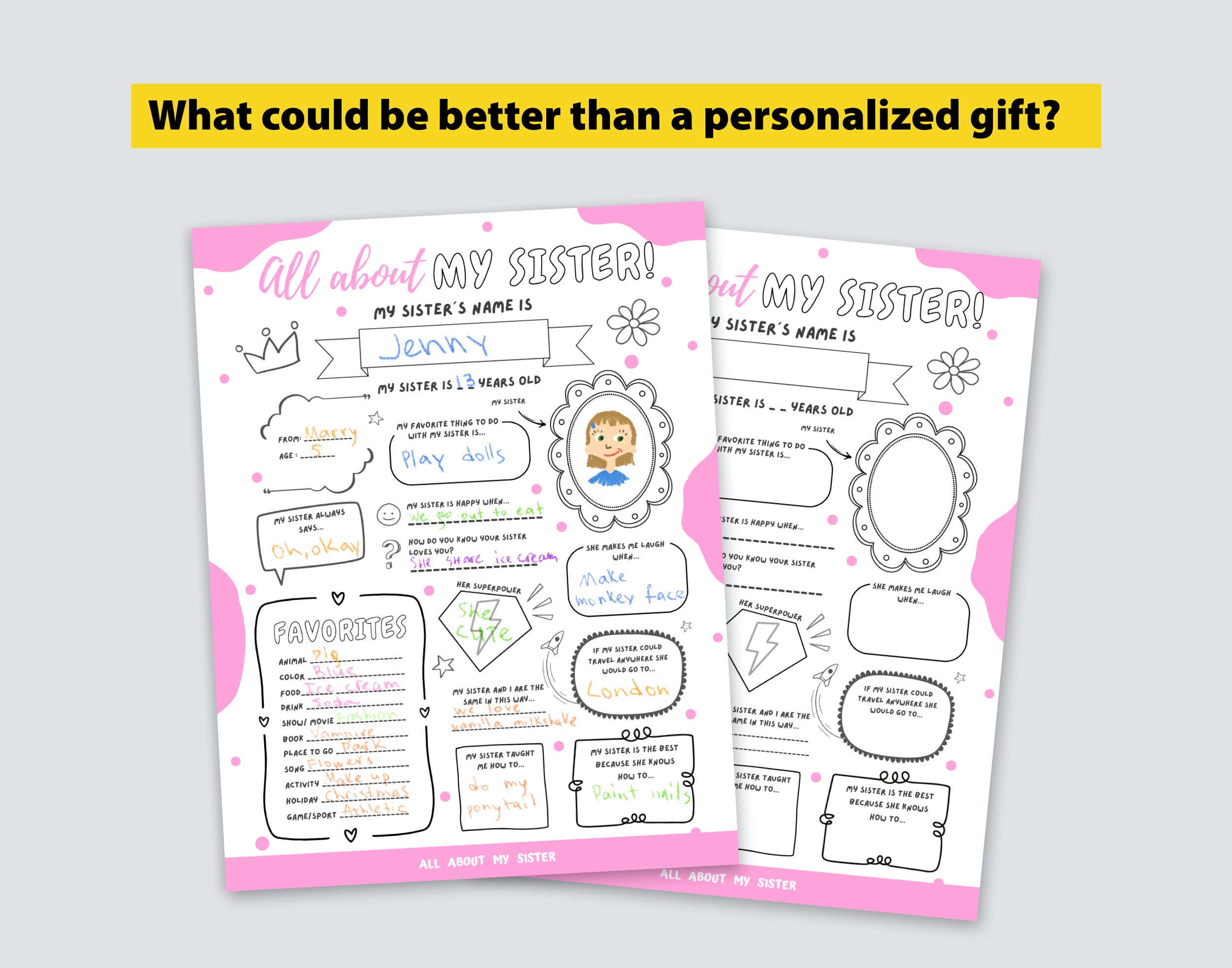 All About My Sister Printable Interview, Siblings Questionnaire ...