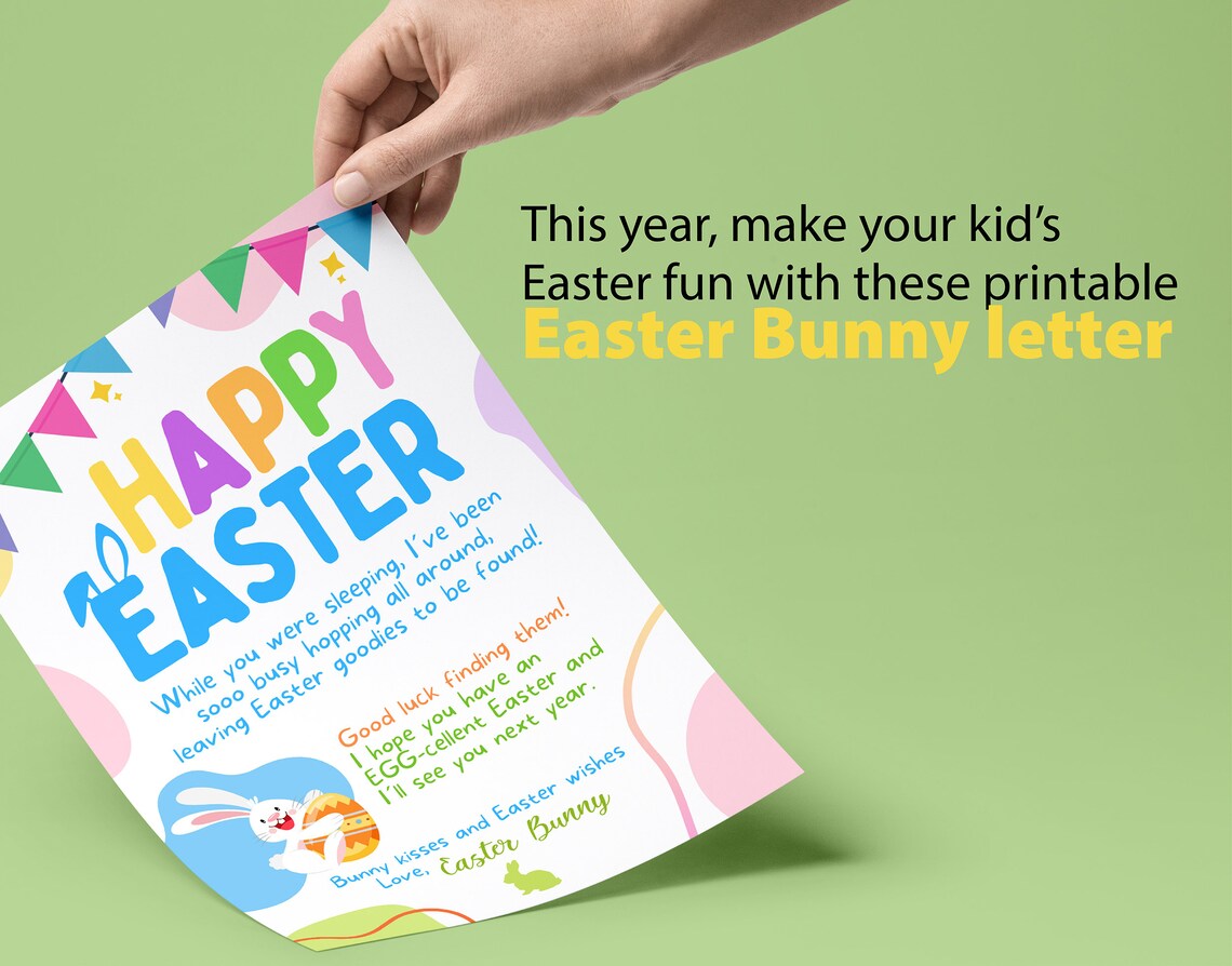 Printable Easter Bunny Letter, Easter Basket Stuffers, Easter Bunny ...