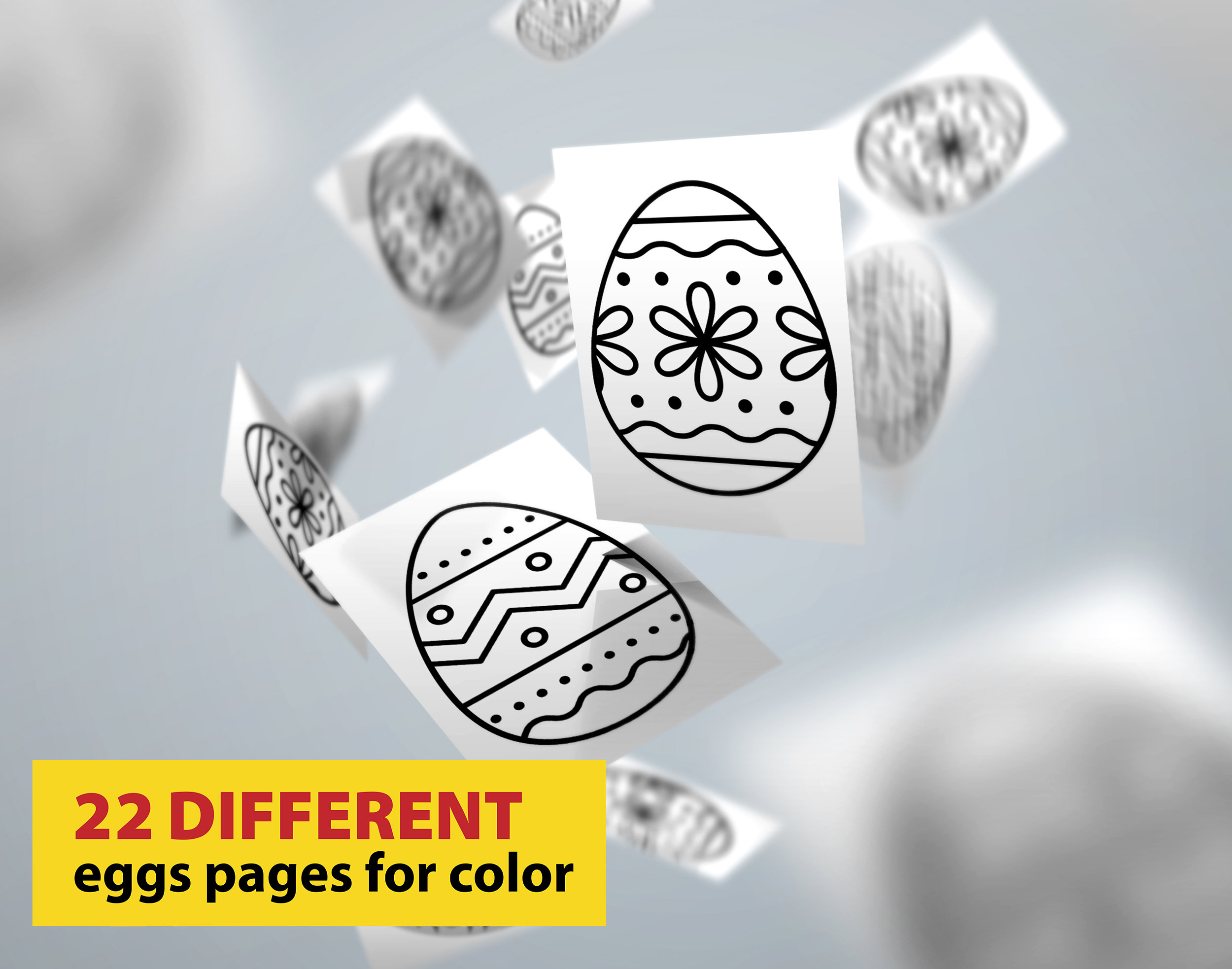 Easter Egg Coloring Page Printable, 22 Coloring Sheets, Coloring for ...