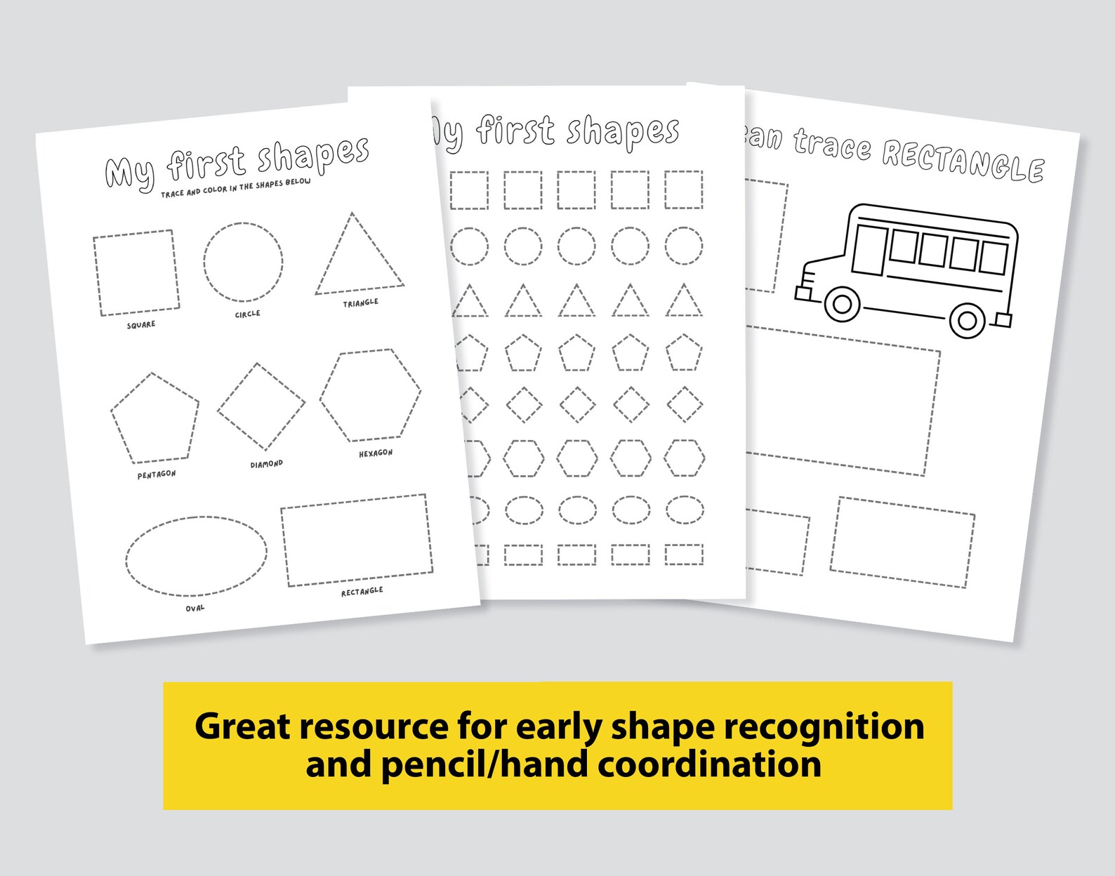 Shape Worksheets for Kids Printable, Shape Tracing Worksheets Practice ...