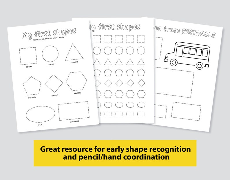 Shape Worksheets for Kids Printable, Shape Tracing Worksheets Practice ...