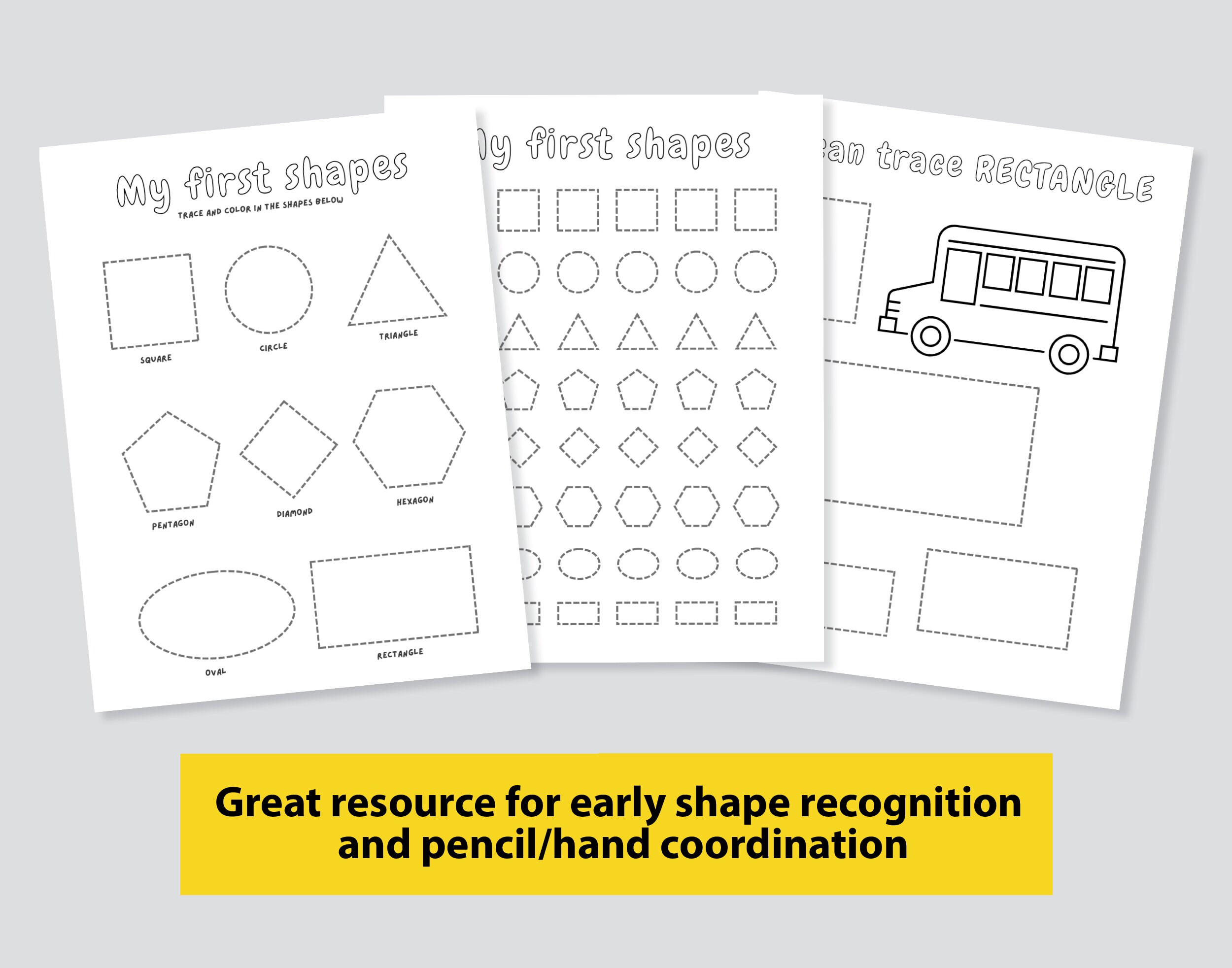 Shape Worksheets for Kids Printable, Shape Tracing Worksheets Practice ...