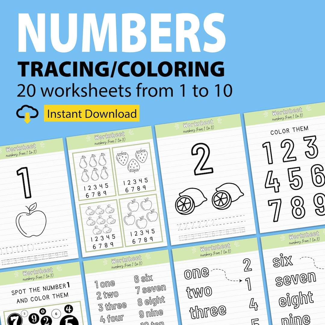 Numbers Worksheet Printable, Number Tracing Worksheet for Kids, Number ...