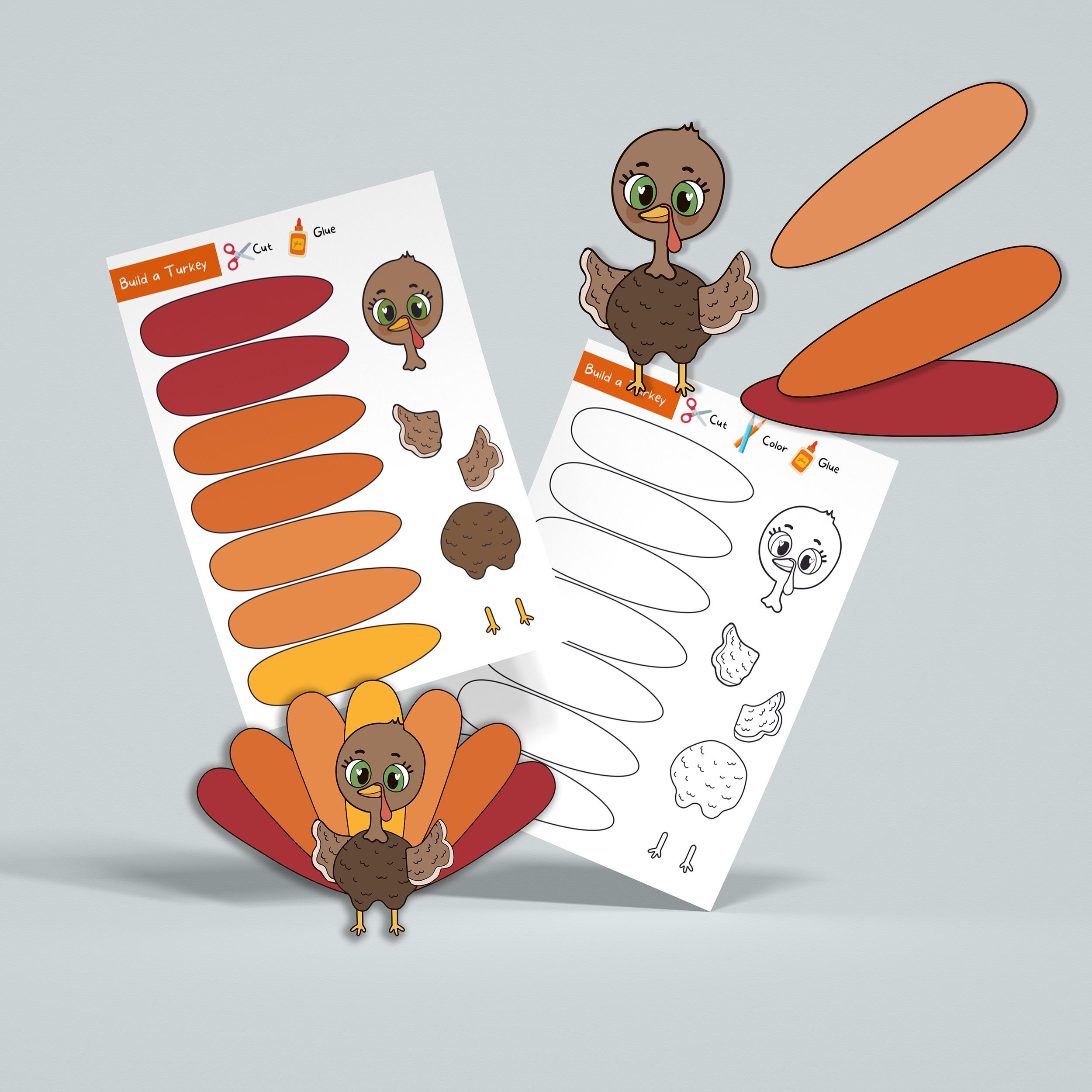 Printable Build a Turkey Craft: Thanksgiving Kids Activity (PDF ...