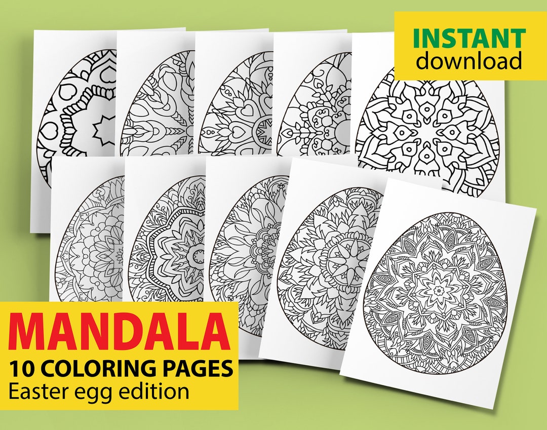 Easter Egg Mandala Coloring Page Printable, Coloring Page for Adults ...