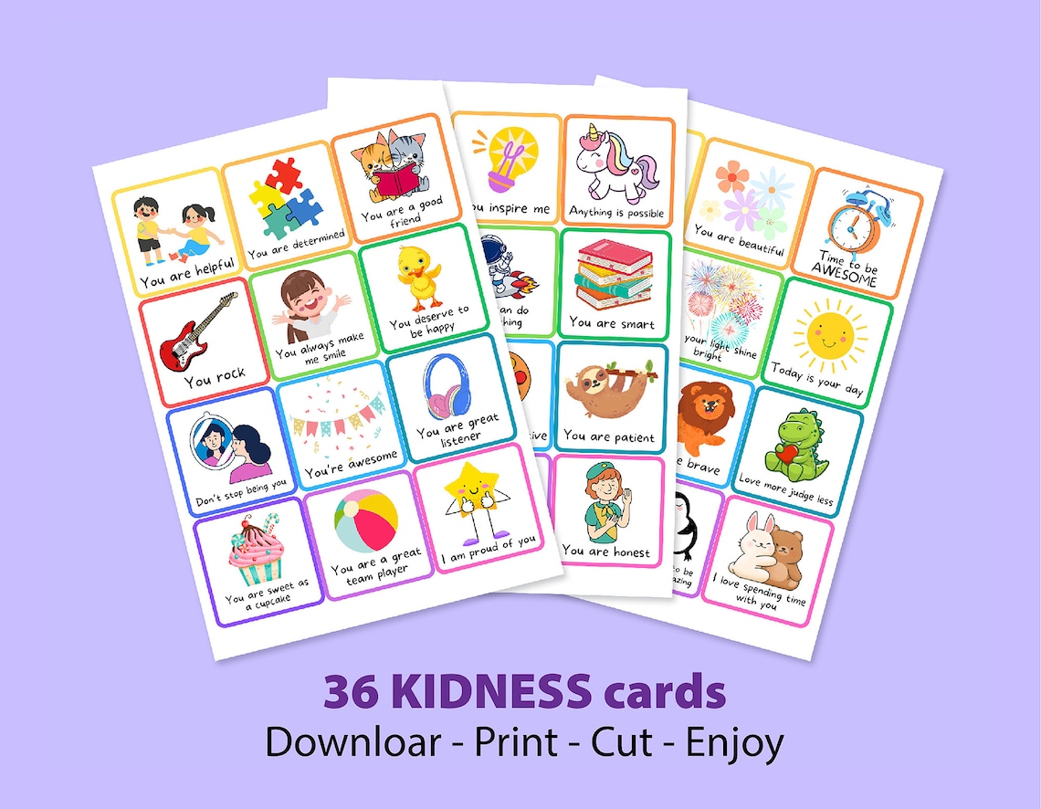 Printable Kindness Cards for Kids: Positive Affirmations, Lunchbox ...