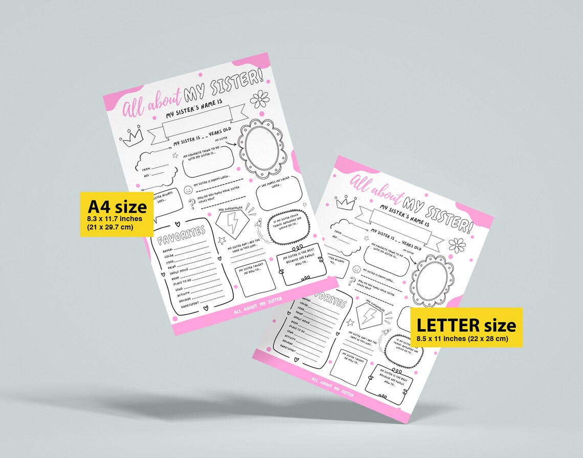 All About My Sister Printable Interview, Siblings Questionnaire ...