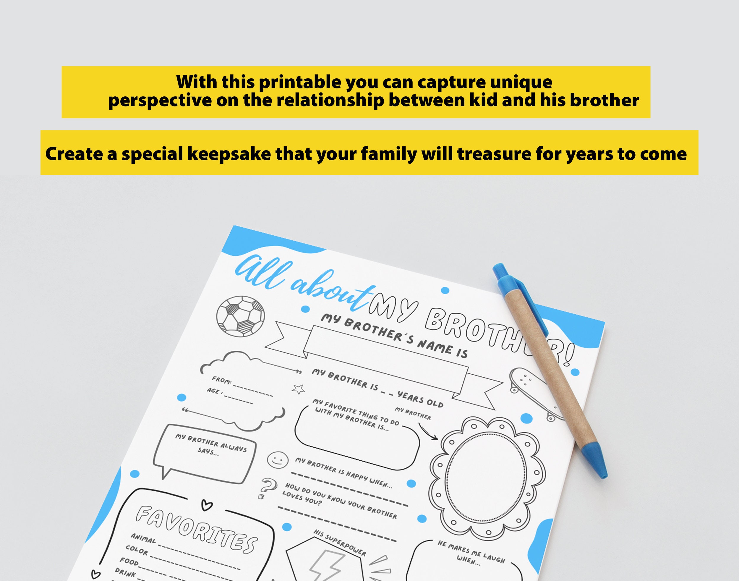 All About My Brother Printable Interview, Siblings Questionnaire ...