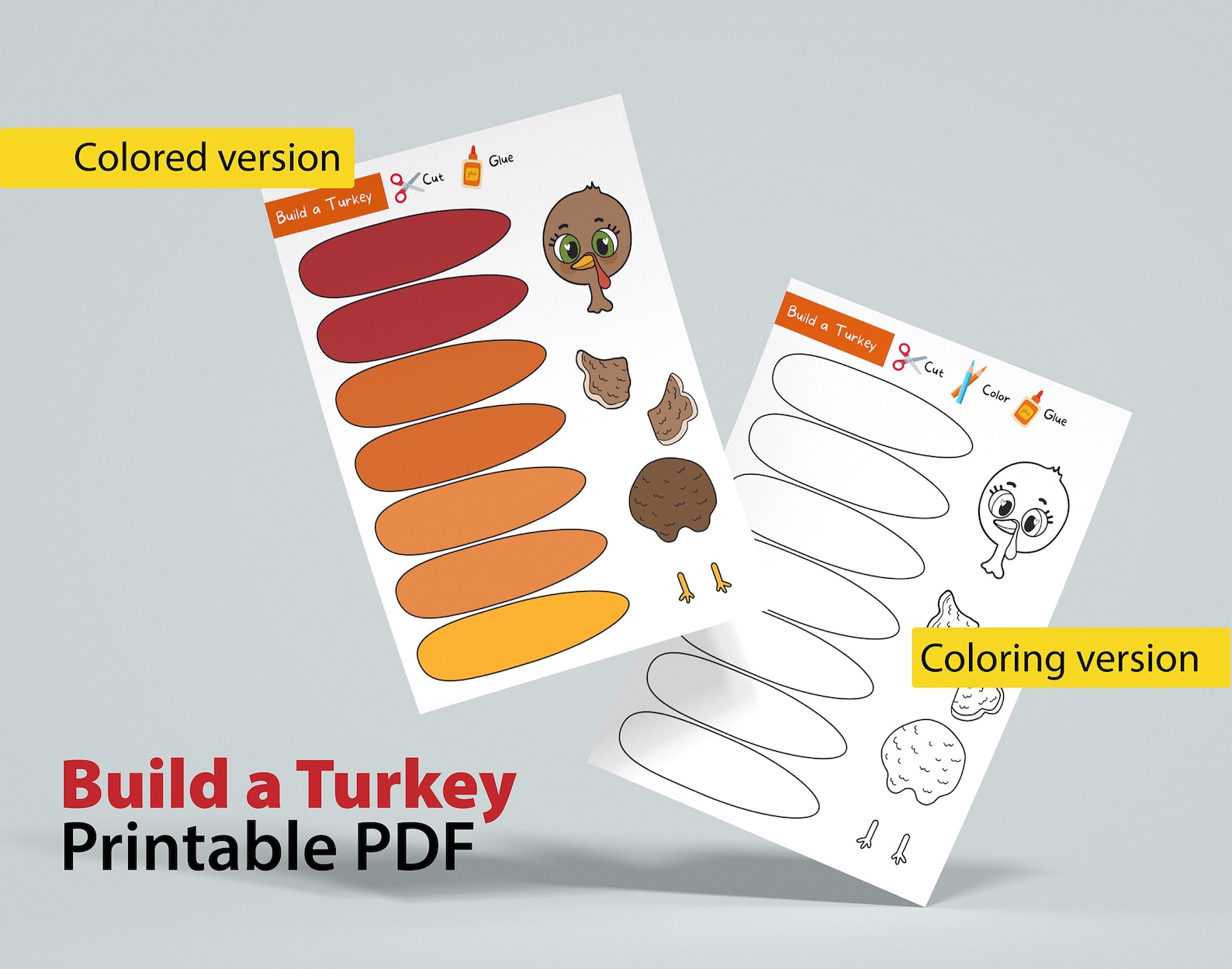 Printable Build a Turkey Kids Craft Thanksgiving Craft - Etsy