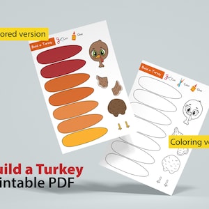 Printable Build a Turkey Kids Craft, Thanksgiving Craft, Printable ...