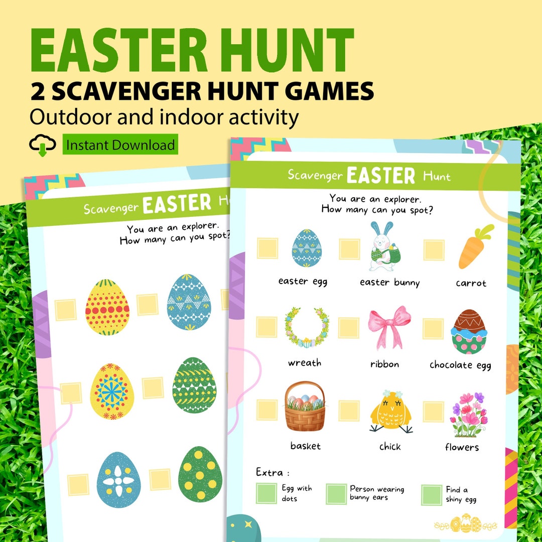 Easter Scavenger Hunt for Kids Printable, Easter Egg Treasure Hunt ...