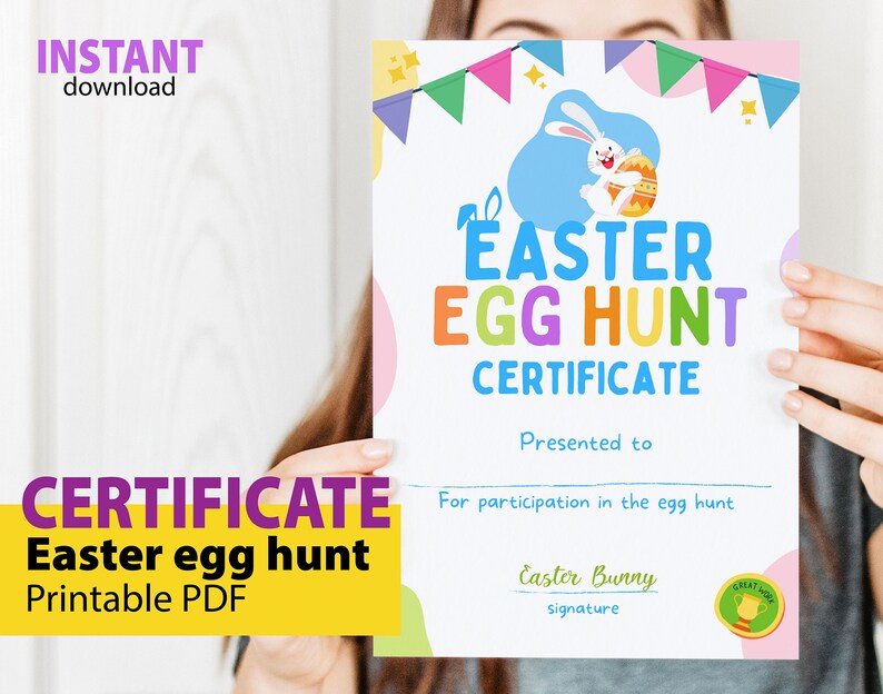 Easter Egg Hunt Certificate Printable and Editable Easter Egg - Etsy