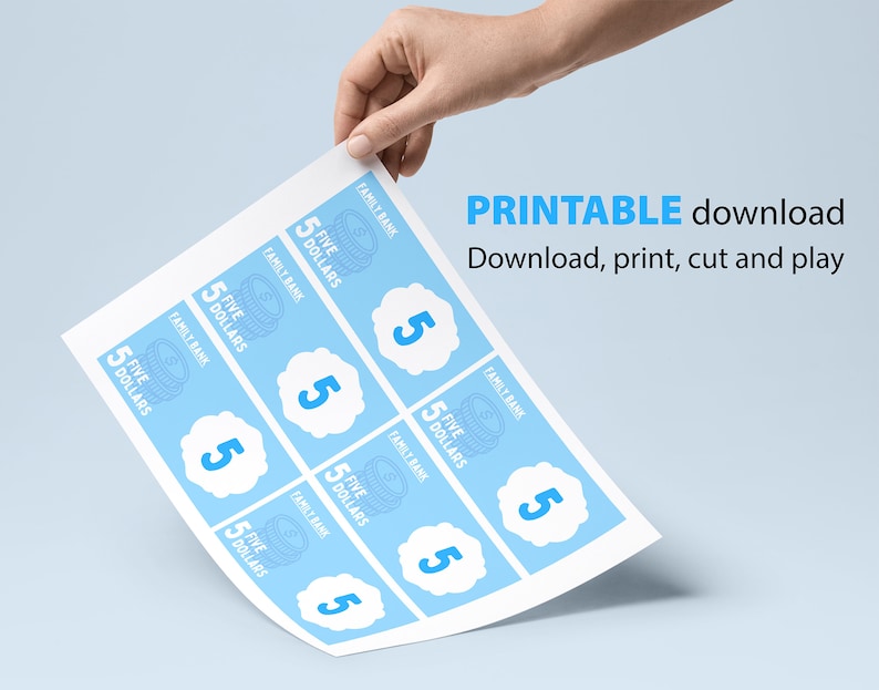Printable Pretend Play Money for Kids: Homeschool & Party (PDF Download ...