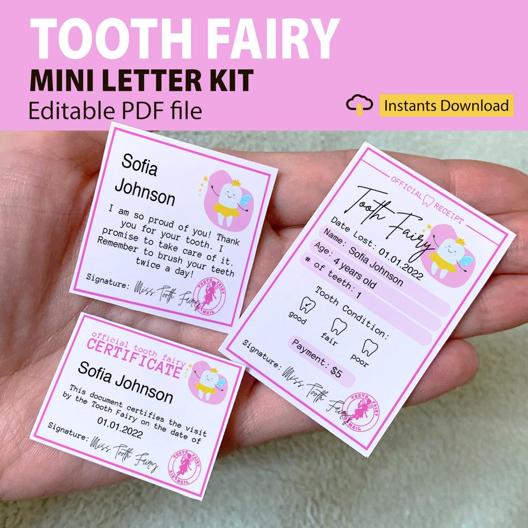 Printable Mini Tooth Fairy Letter, Tooth Fairy Receipt Printable, Lost ...