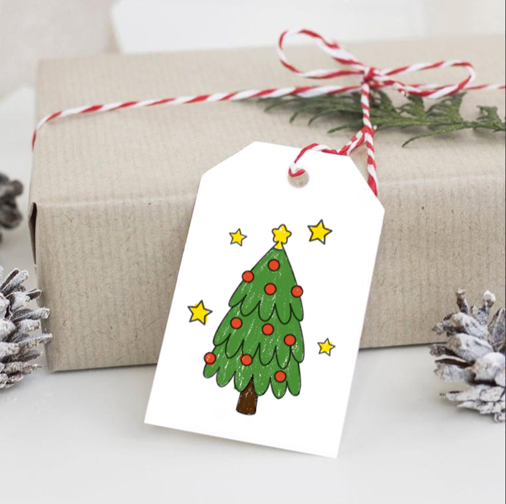 18 Coloring Christmas Tags Printable DIY Xmas Gift Labels - Etsy