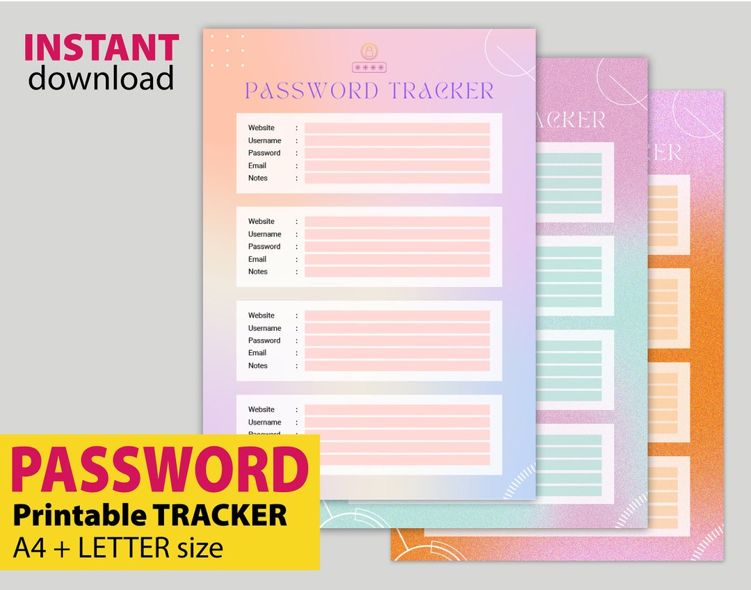 Printable Password Log, Password Tracker, Password Book, Password ...