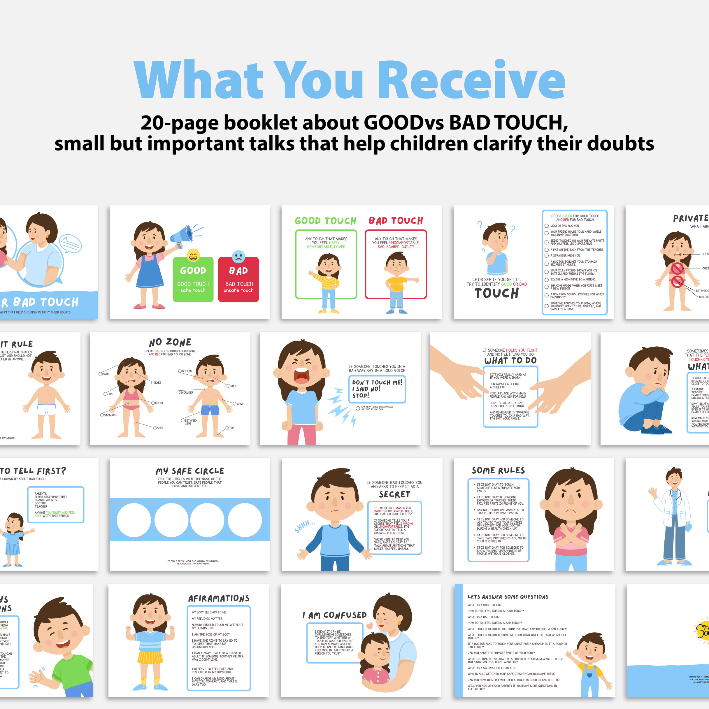 Good and Bad Touch Learning Printable Booklet, Teaching Body Safety to ...