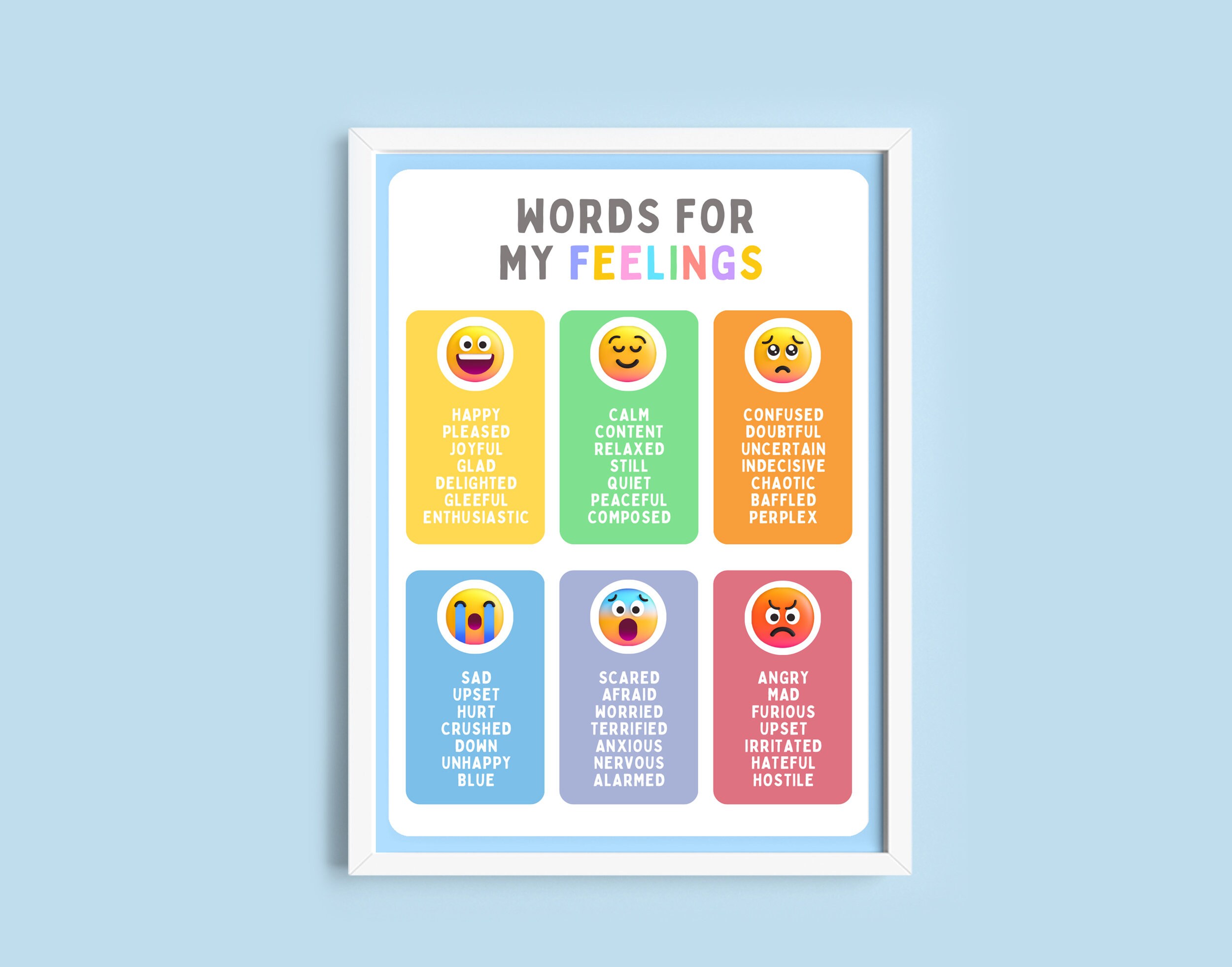 Printable Feelings Poster, Words for My Feelings Poster, Emotional ...