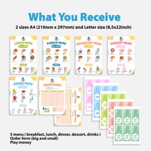 Pretend Play Restaurant Menu Printable: Kids Kitchen, Chef Roleplay ...