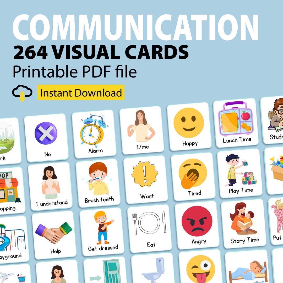 Non Verbal Communication Visual Cards Printable, Autism Communication ...
