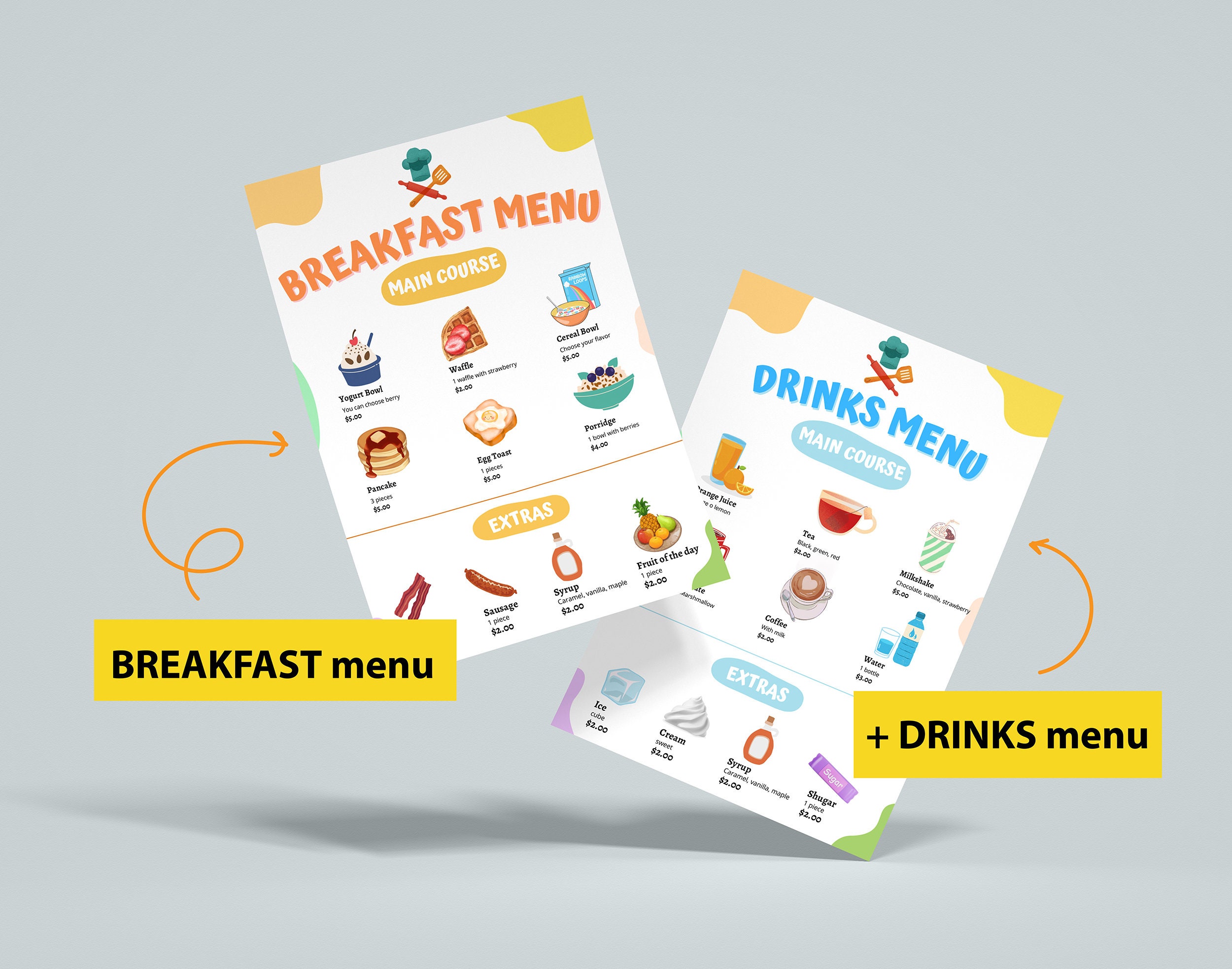 Pretend Play Restaurant Breakfast Menu Printable, Pretend Play ...