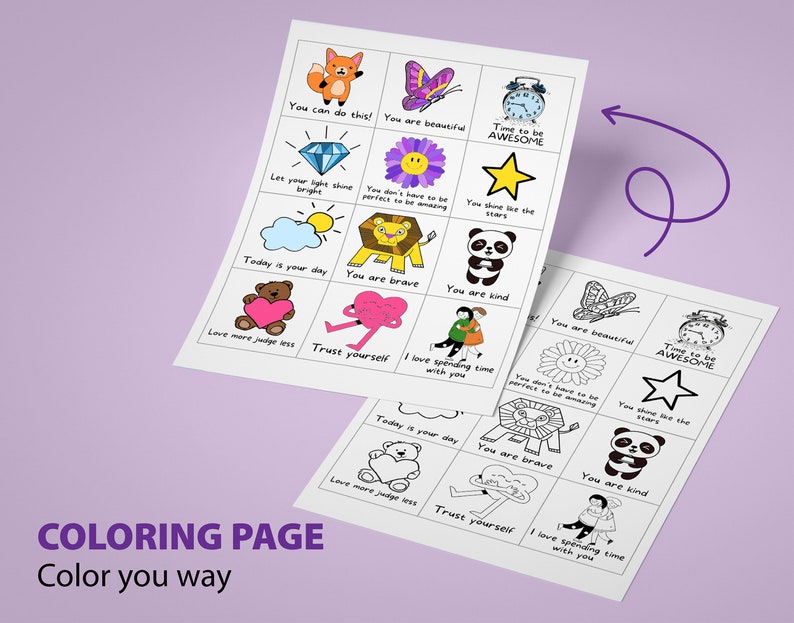Kindness Coloring Cards for Kids: Printable Compliment Cards (PDF) - Etsy