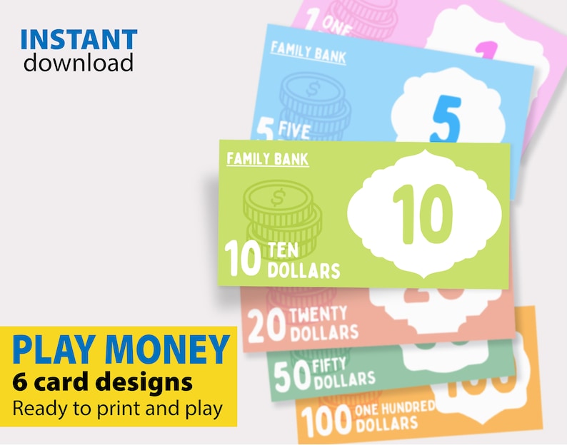 Pretend Play Money Printable, Kids Play Money, Fake Money for Play, Toy ...