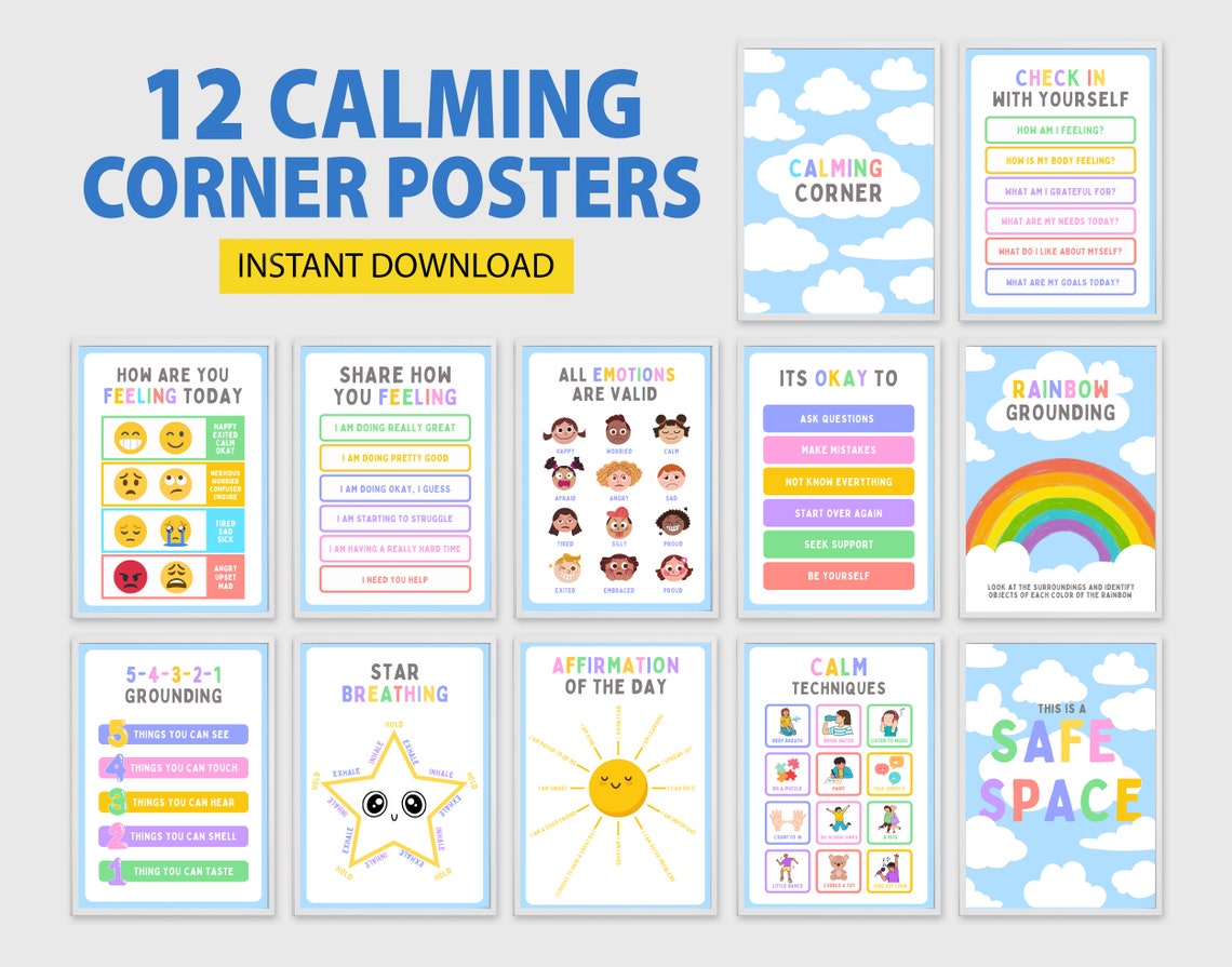 Printable Set Calming Corner Posters, Emotions Posters, Calming ...