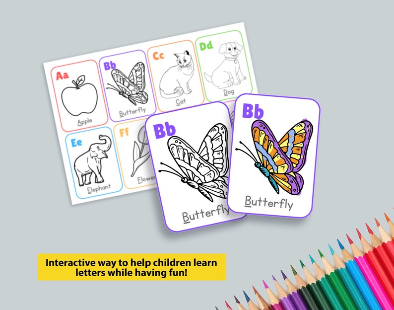 Alphabet Coloring Printable, ABC Alphabet Flash Cards, Preschool ...