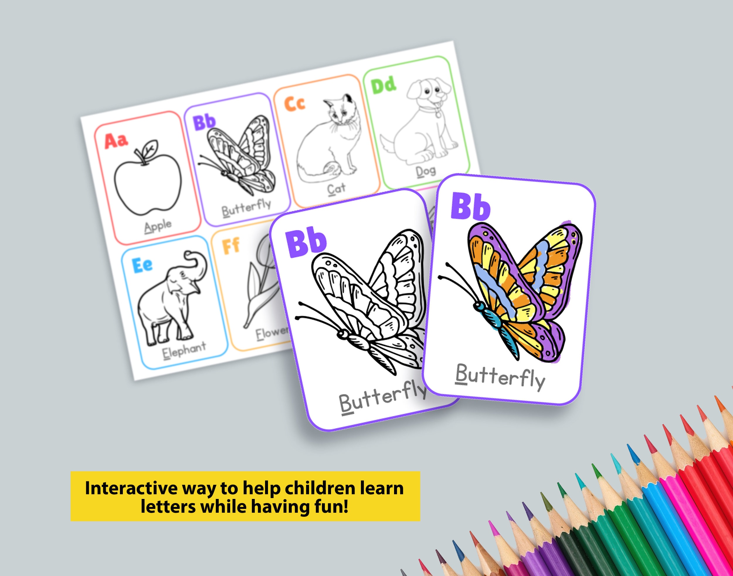 Alphabet Coloring Printable, ABC Alphabet Flash Cards, Preschool ...