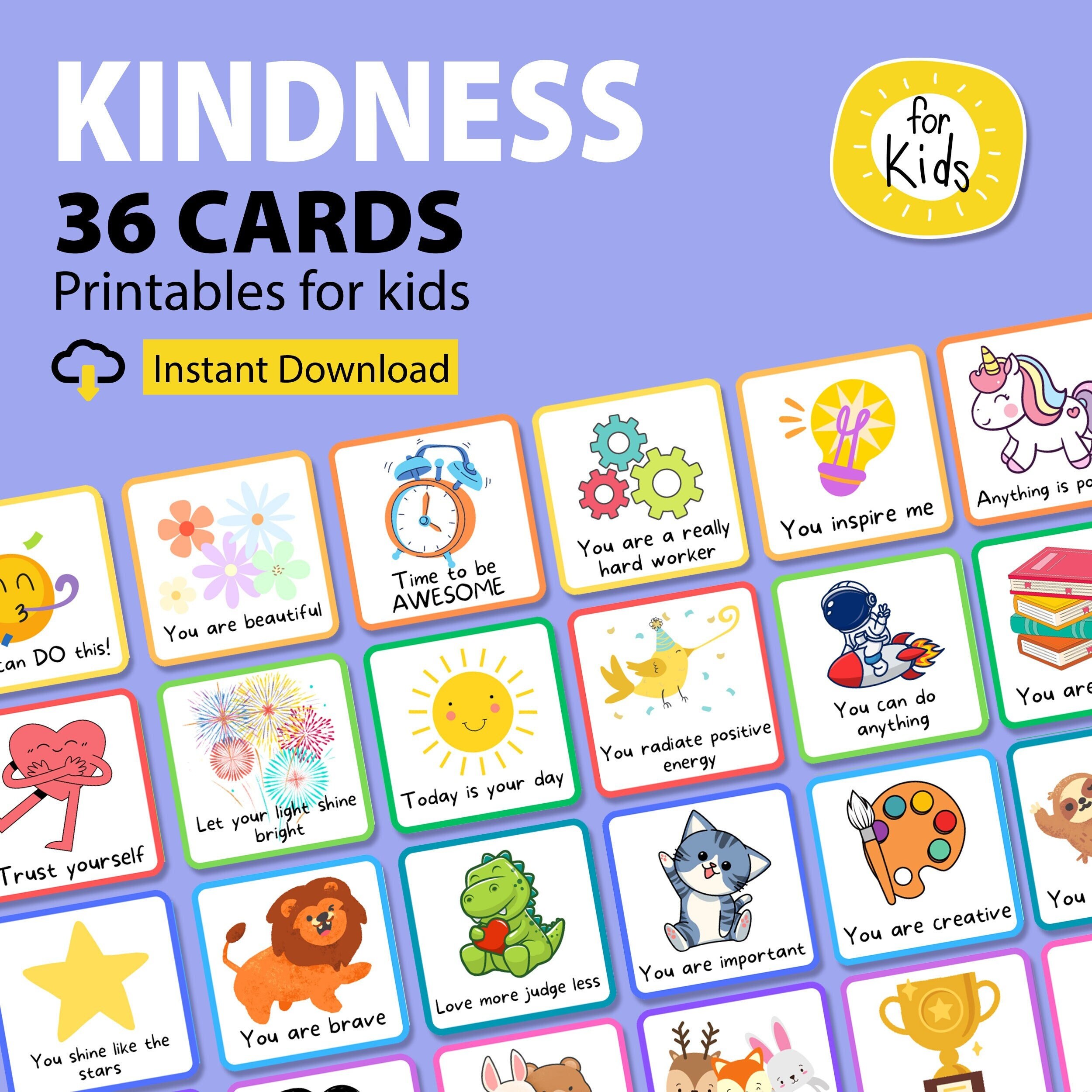 Printable Kindness Cards for Kids, Compliment Cards, Friendship Cards ...