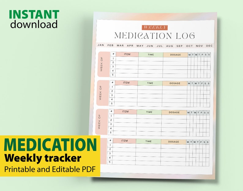 Editable Medication Log Printable Medication Tracker - Etsy