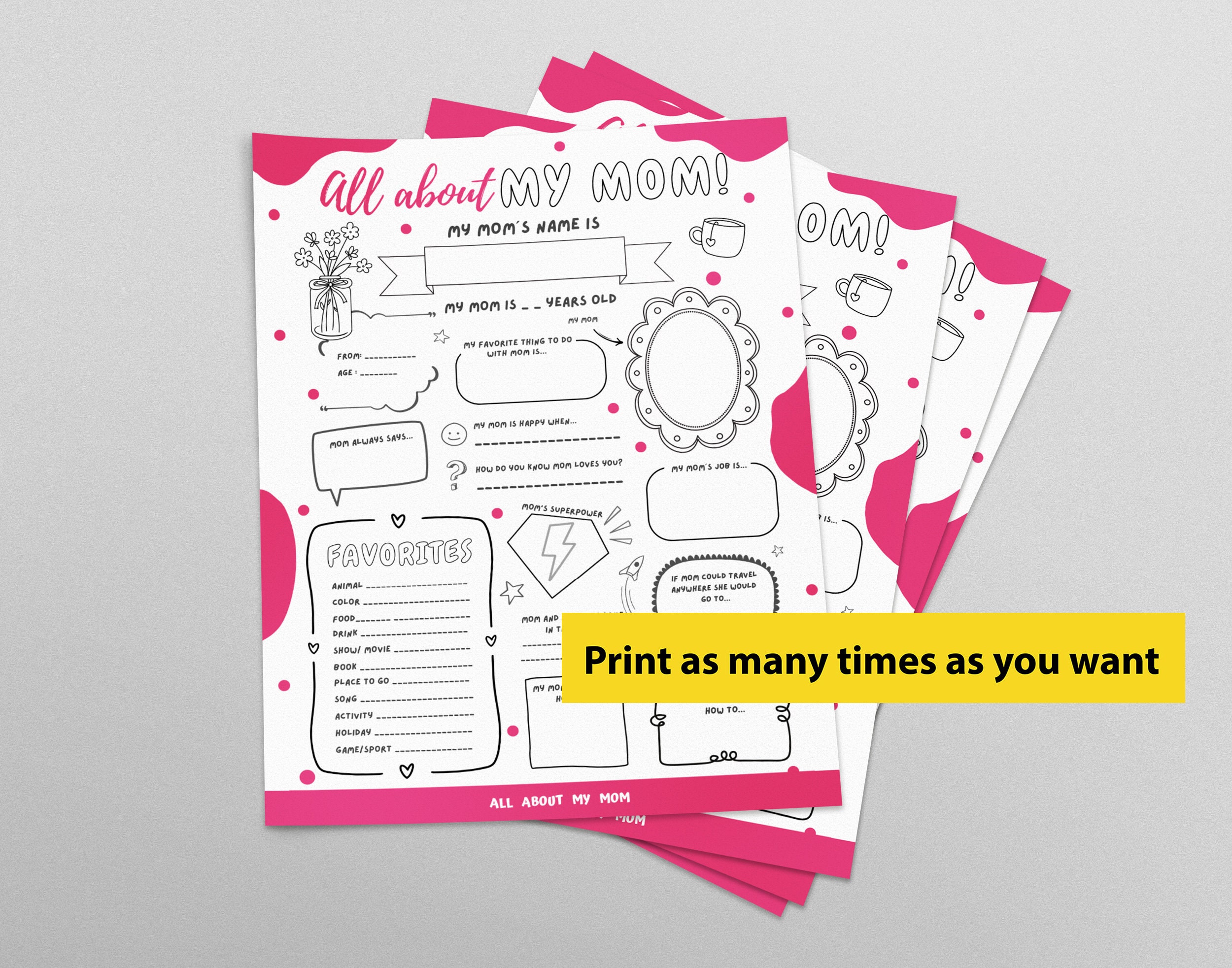 All About My Mom Printable Interview, Mothers Day Gift Ideas Preschool ...