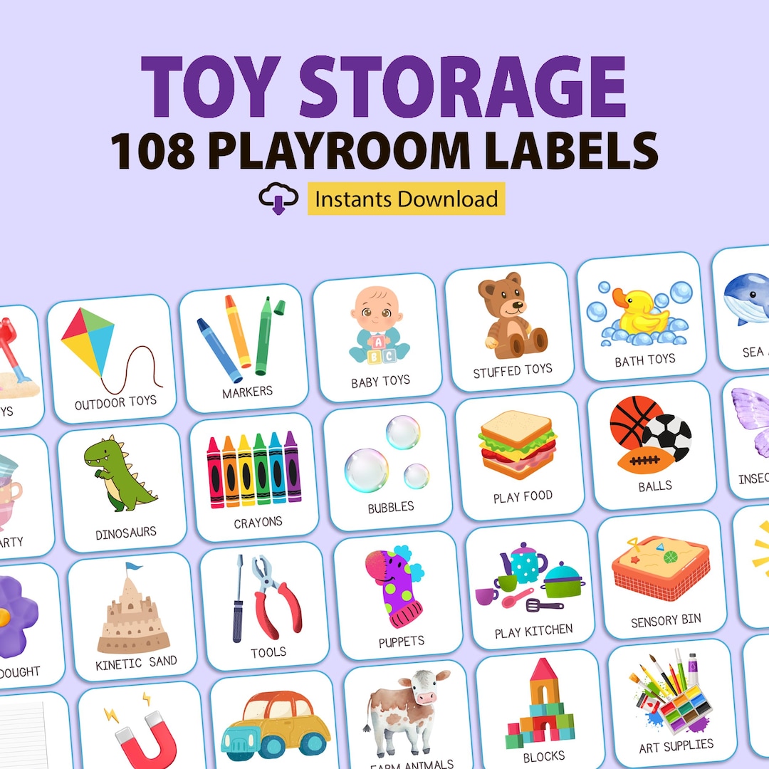 Printable Playroom Toy Labels: Illustrated Storage Organizer (PDF ...