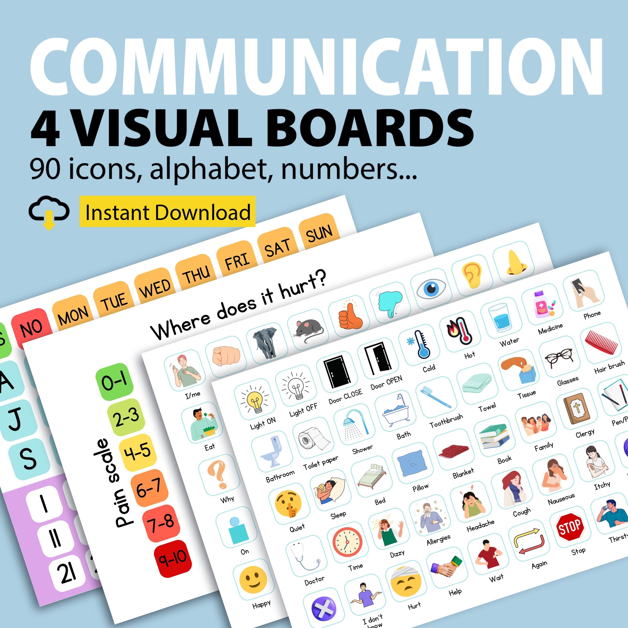 Communication Board for Hospital Printable, Resident Care, Limited ...