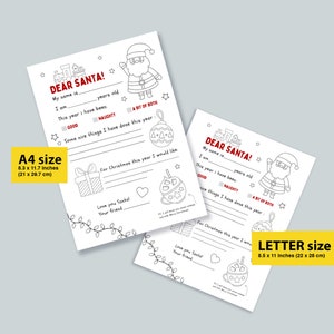 Letter to Santa Coloring Page PRINTABLE, Kids Letter to Santa Printable ...