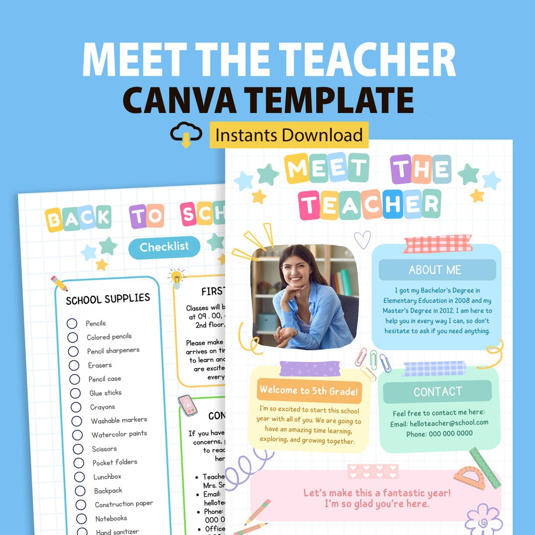 Editable Meet the Teacher Canva Template: Back to School Classroom ...