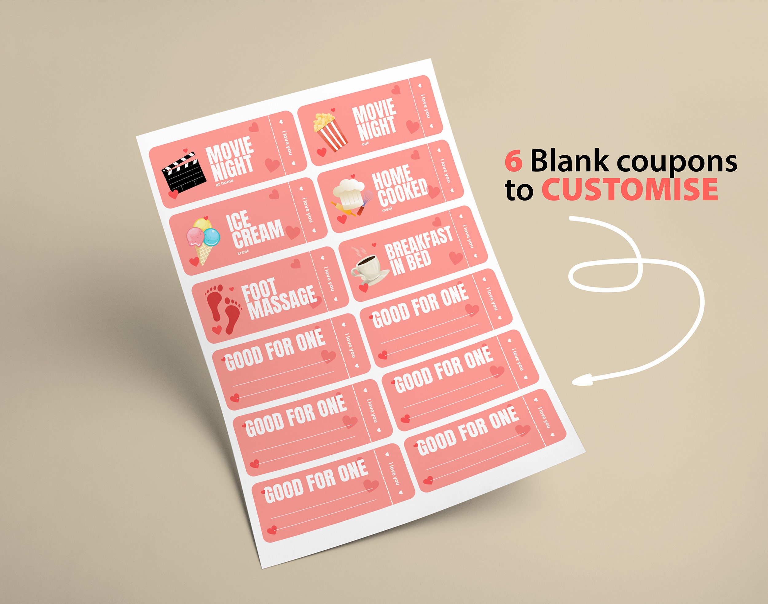 30 Love Coupon Book Printable for Couples, Printable Coupons Birthday ...