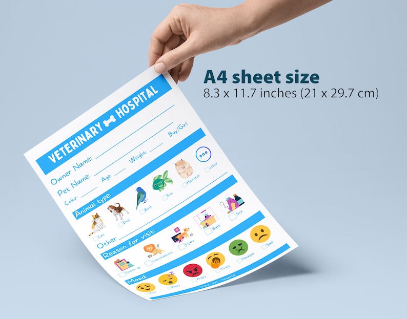 Printable Vet Clinic Dramatic Play Set: Pretend Play for Kids (A4 ...