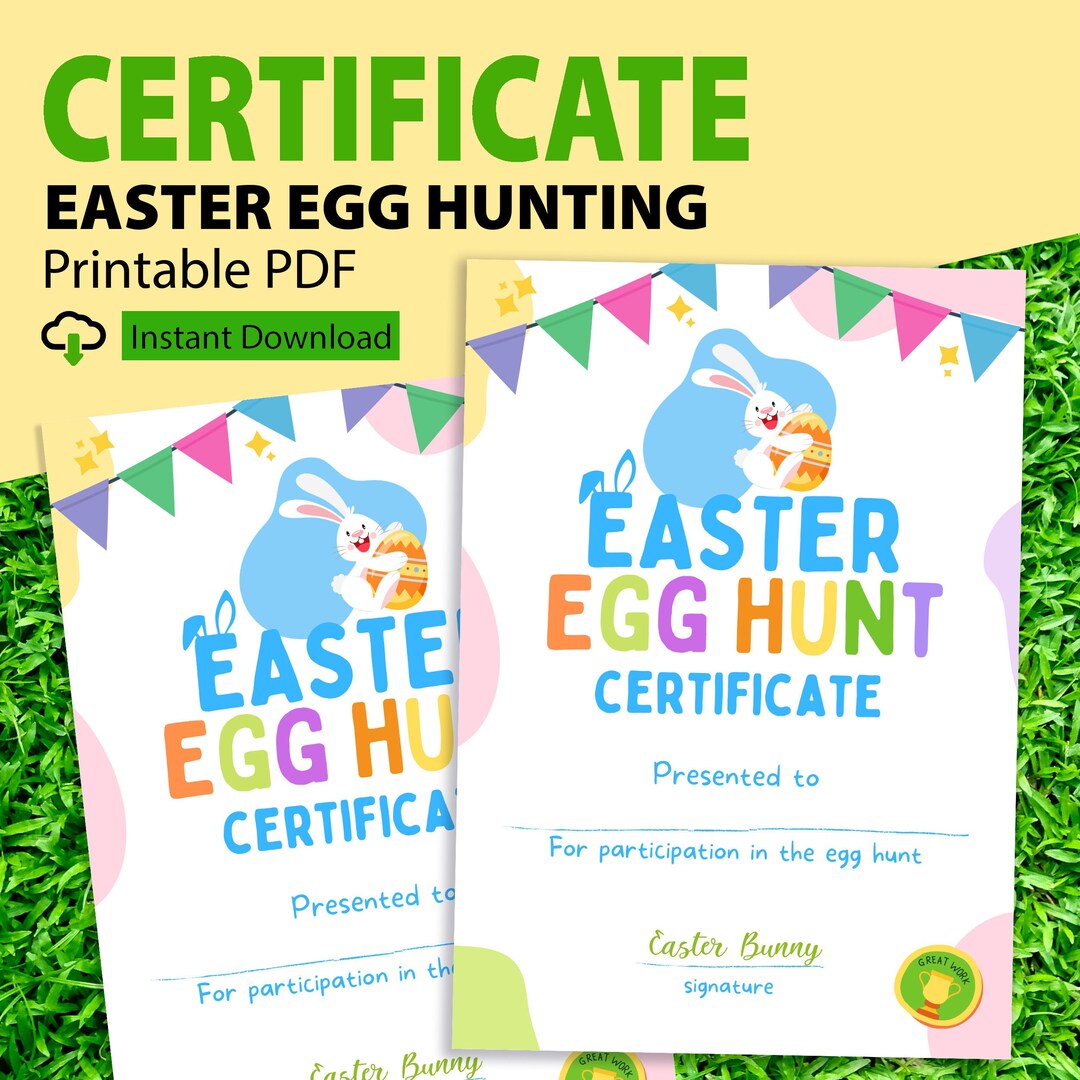 Easter Egg Hunt Certificate Printable and Editable, Easter Egg Hunt ...