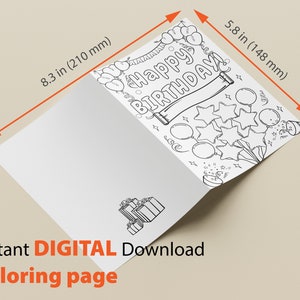 Printable Happy Birthday Coloring Card for Kids (digital Download) - Etsy