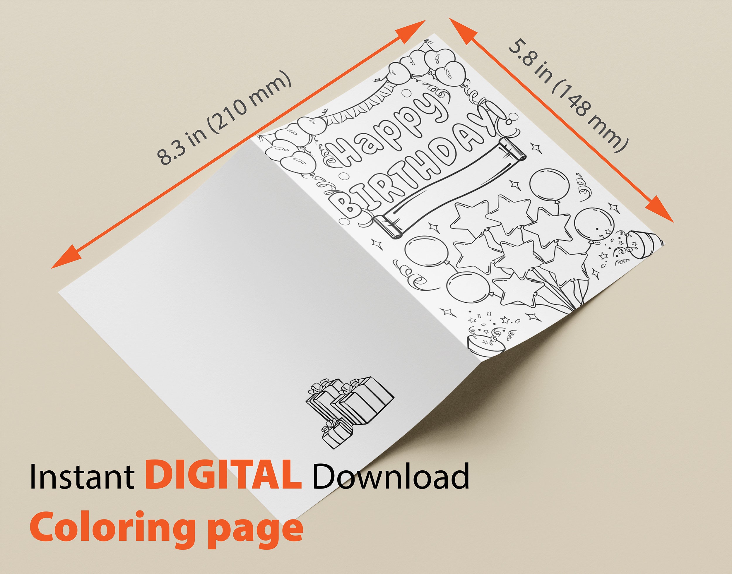 PRINTABLE Happy Birthday Coloring Card for Kids, Birthday Color Your ...