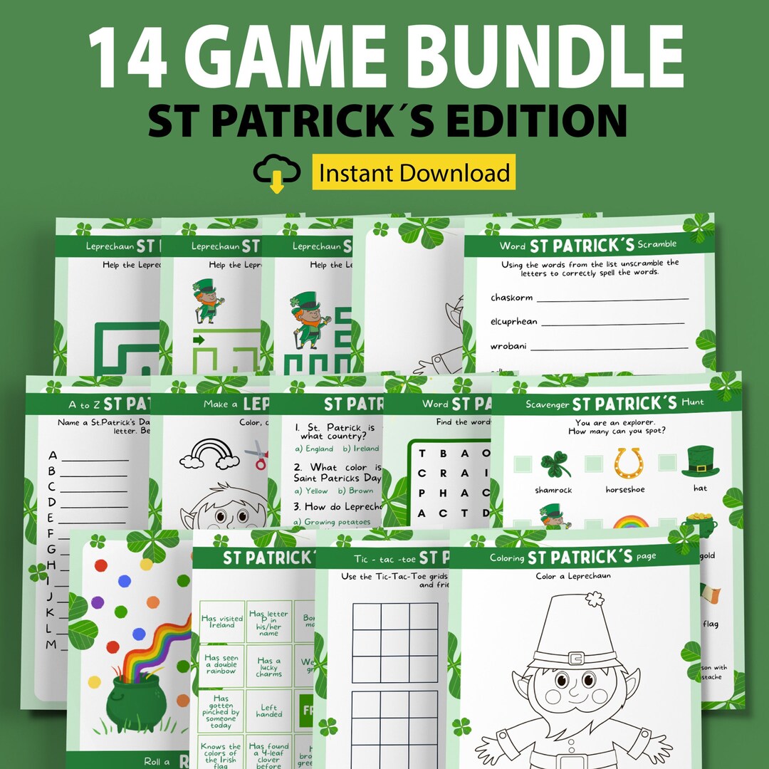 St Patrick's Bundle Game Printable, St. Patrick's Day Family Game Night ...