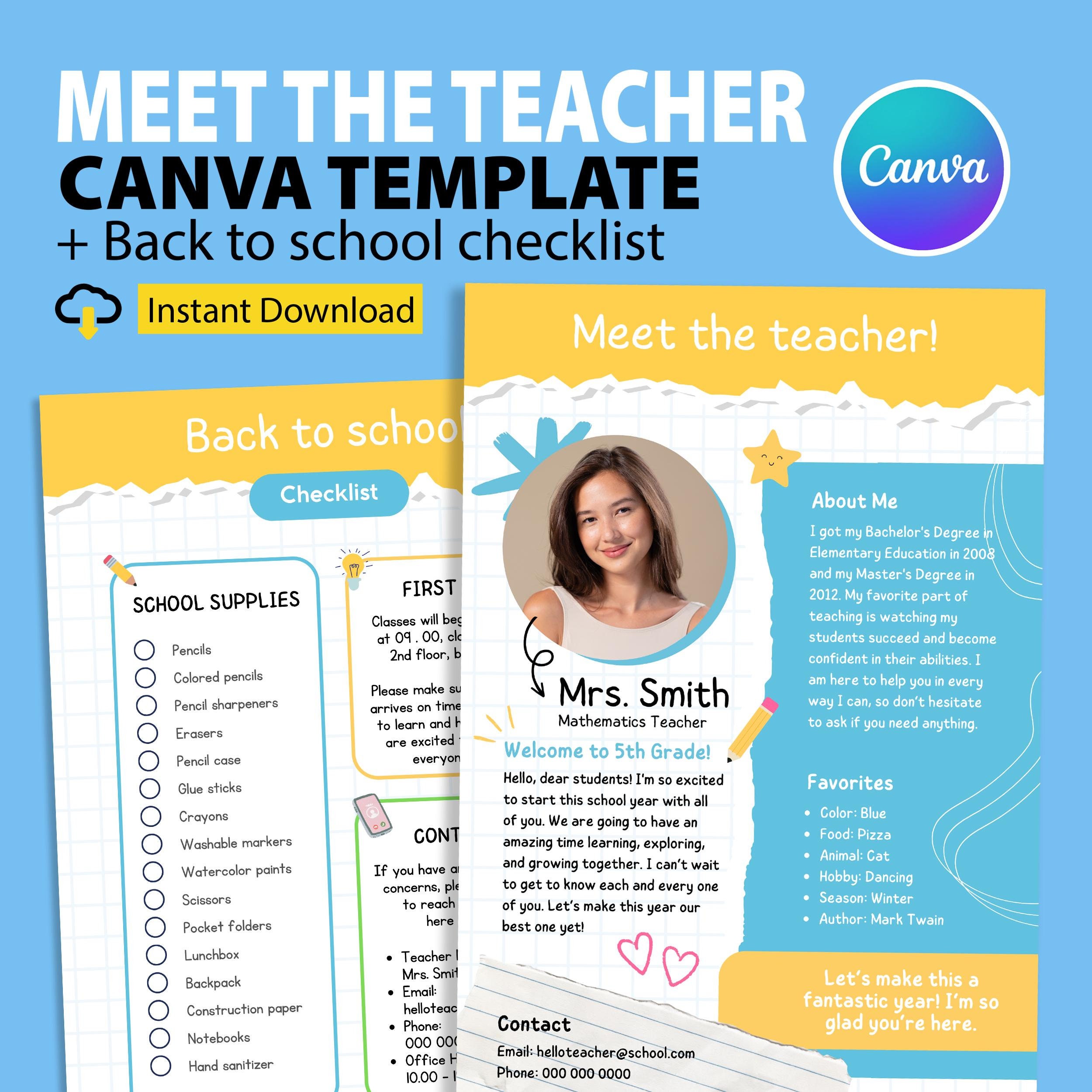 Meet the Teacher CANVA Template, Meet Theteacher Kindergarten, Letter ...