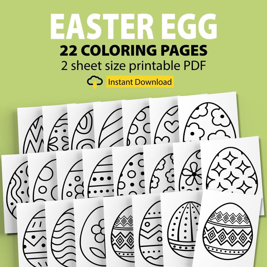 Easter Egg Coloring Page Printable, 22 Coloring Sheets, Coloring for ...