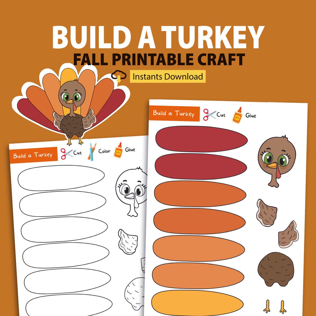 Printable Build a Turkey Craft: Thanksgiving Kids Activity (PDF ...